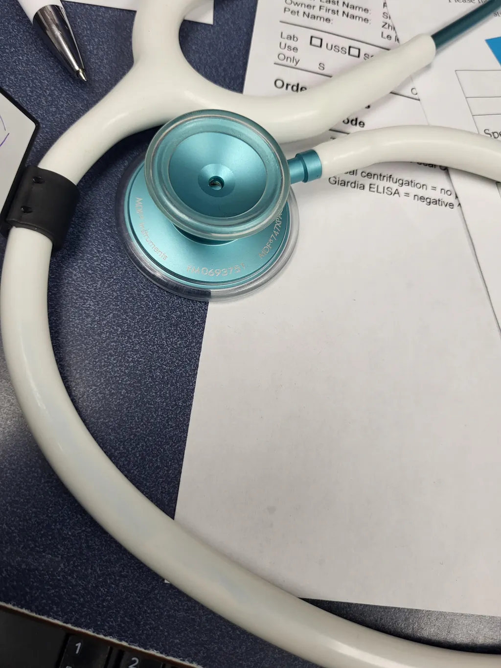MDF Instruments® Stethoscope Acoustica® Lightweight White and Aqua Blue