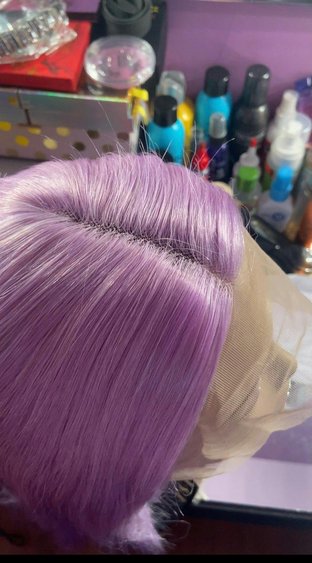 Light Purple Human Hair Wig Long Colored Lace Front Wig – MEBARY