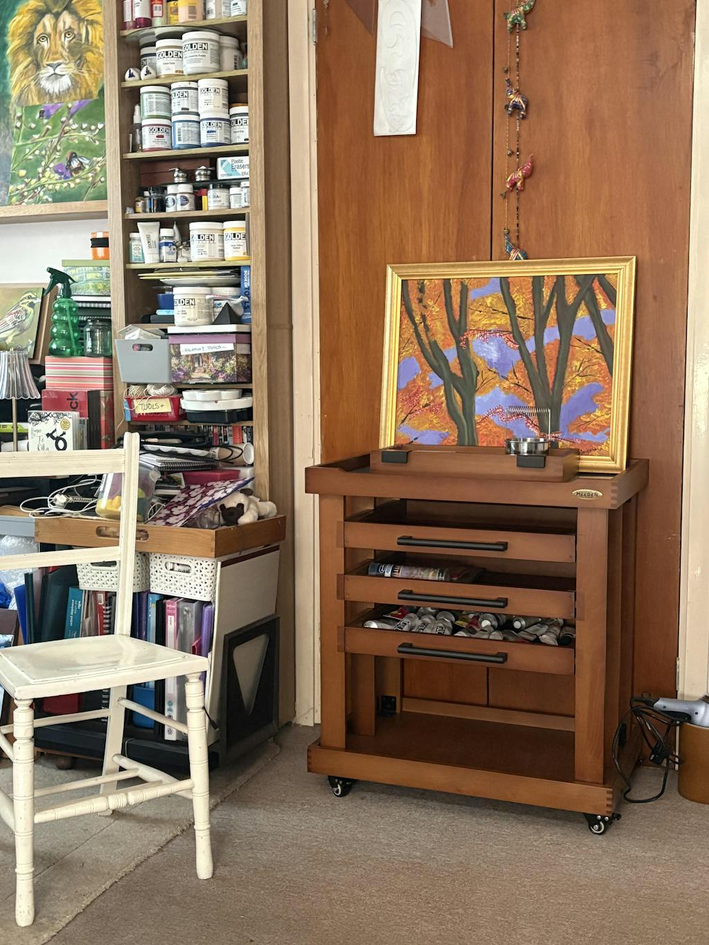 MEEDEN Deluxe Artist Supplies Storage Cart, 5-Tier Taboret-Walnut-W13H