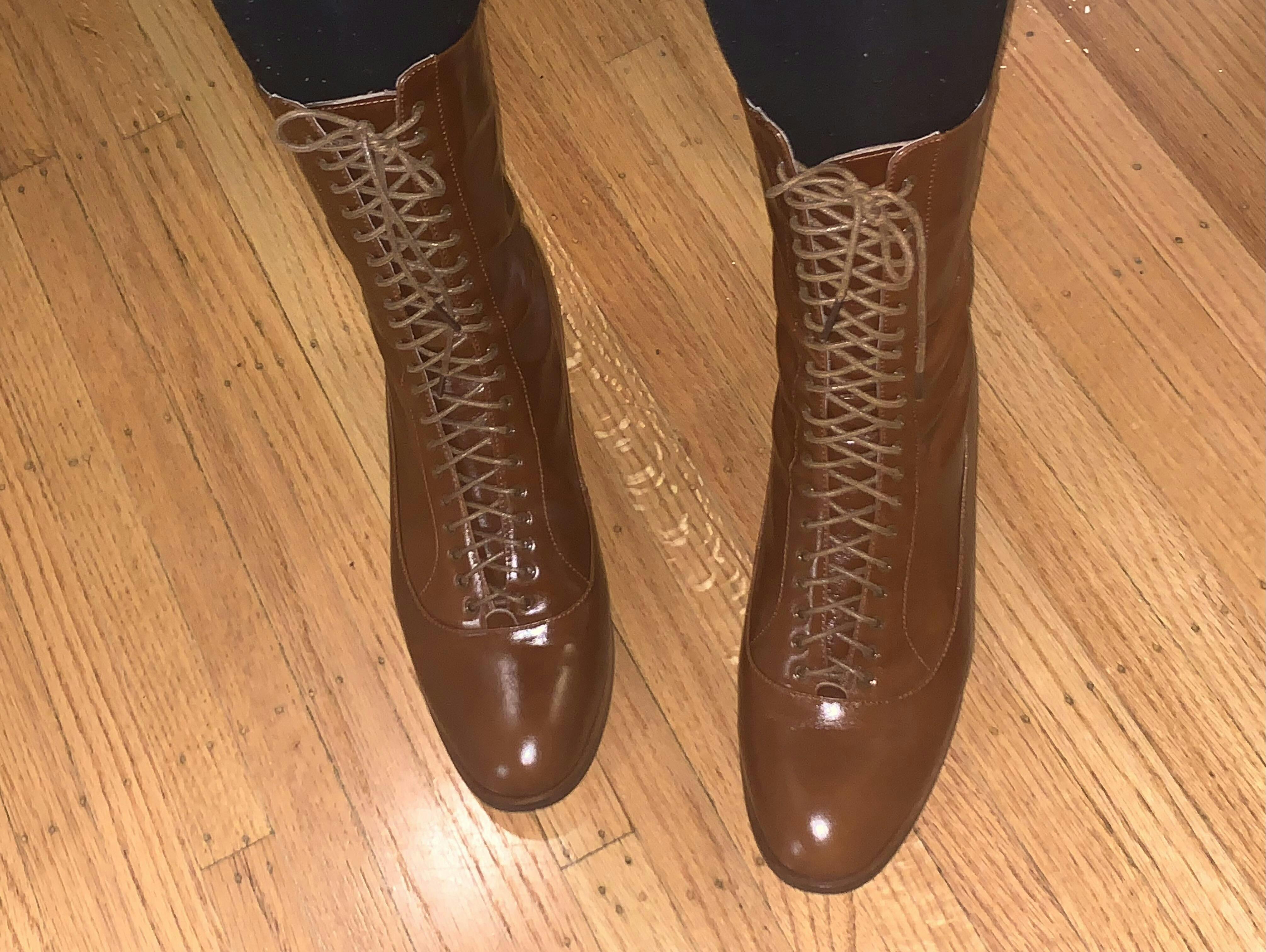 1910s Everyday Lace-up Boots - Cognac Brown - Ruth – memery