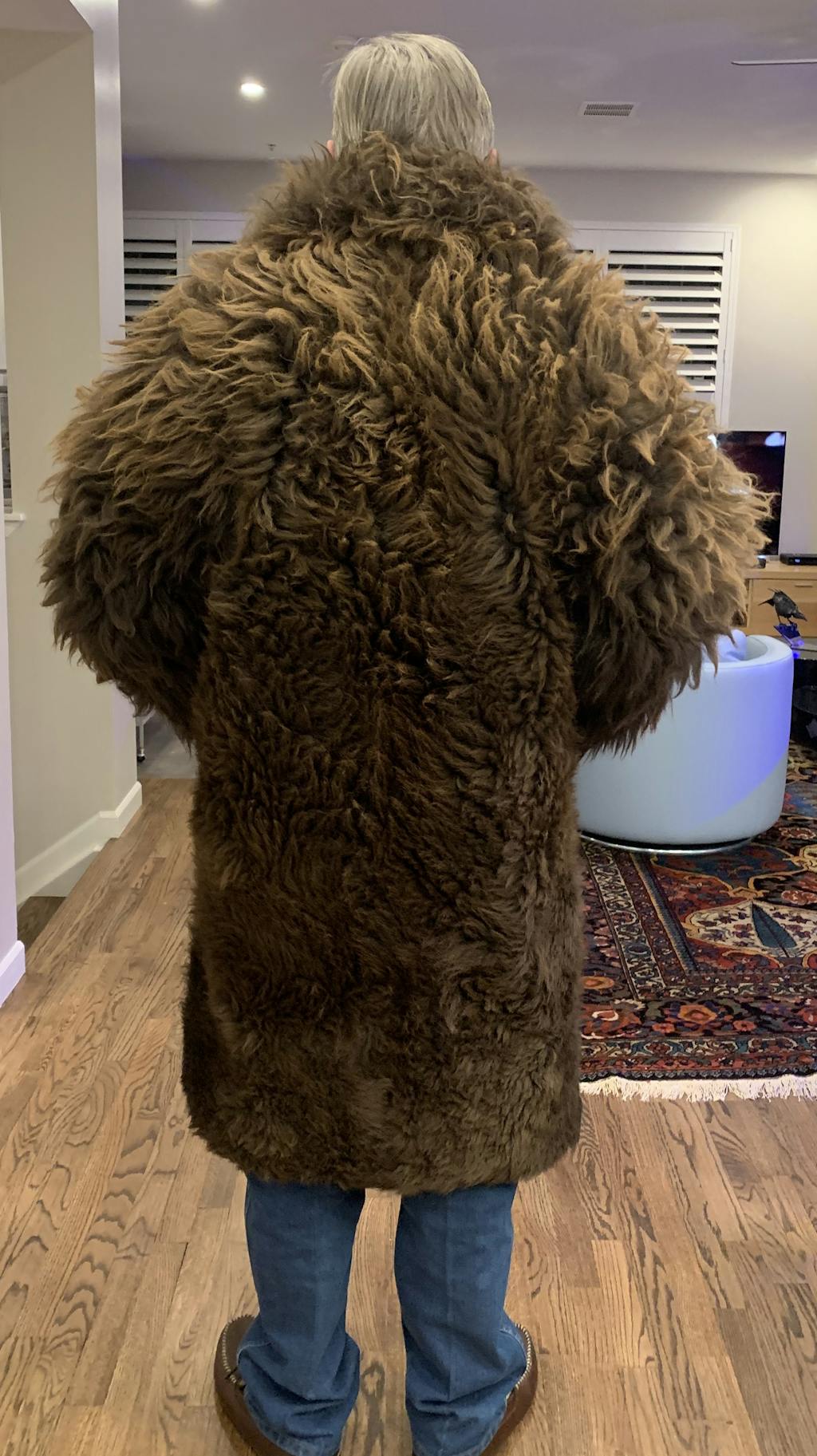 Natural Buffalo Fur Coat - Full-Length Custom Tailored - Handmade in USA