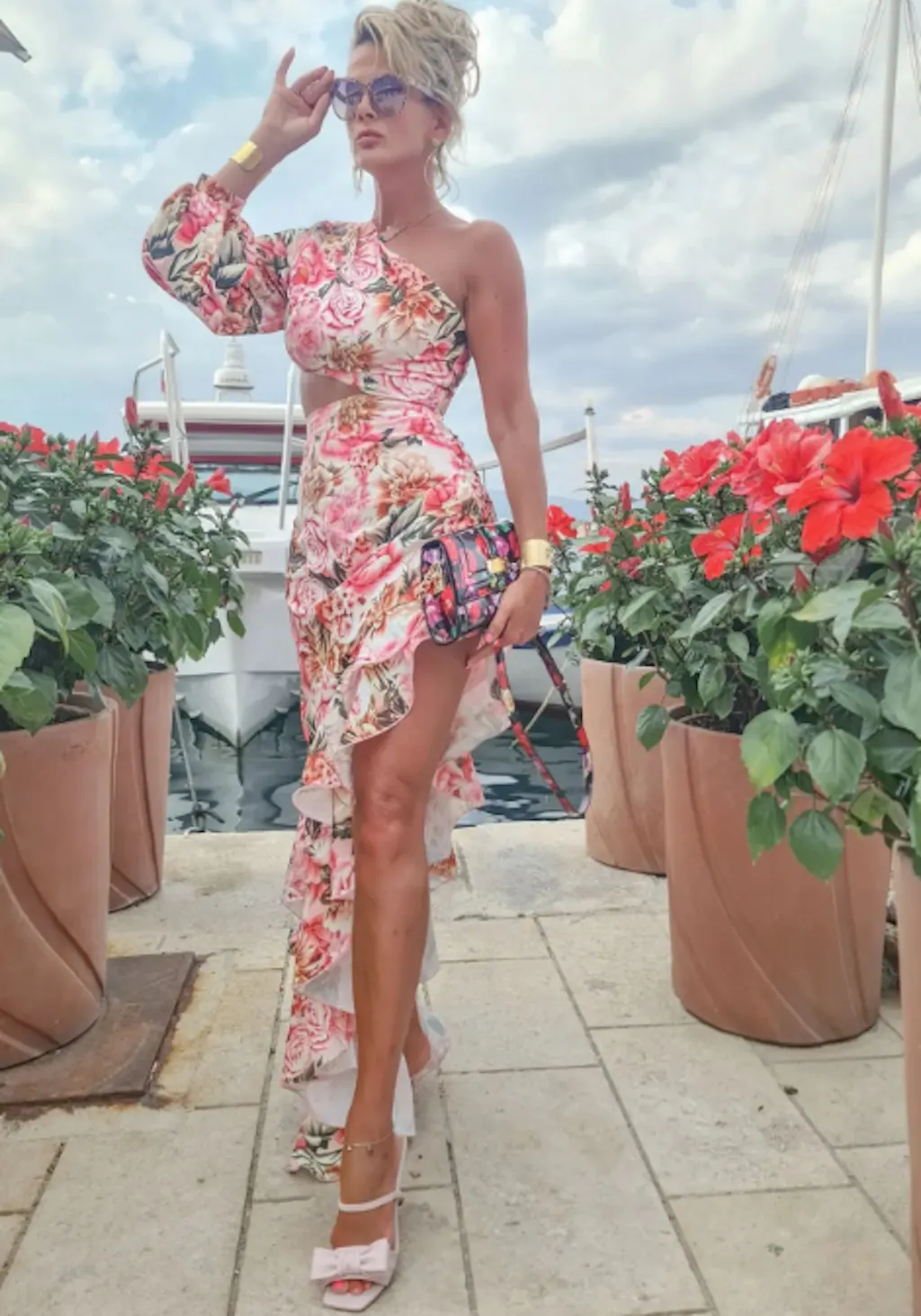 Aiyana One Shoulder Floral Maxi Dress In Pink – Mew Mews Fashion