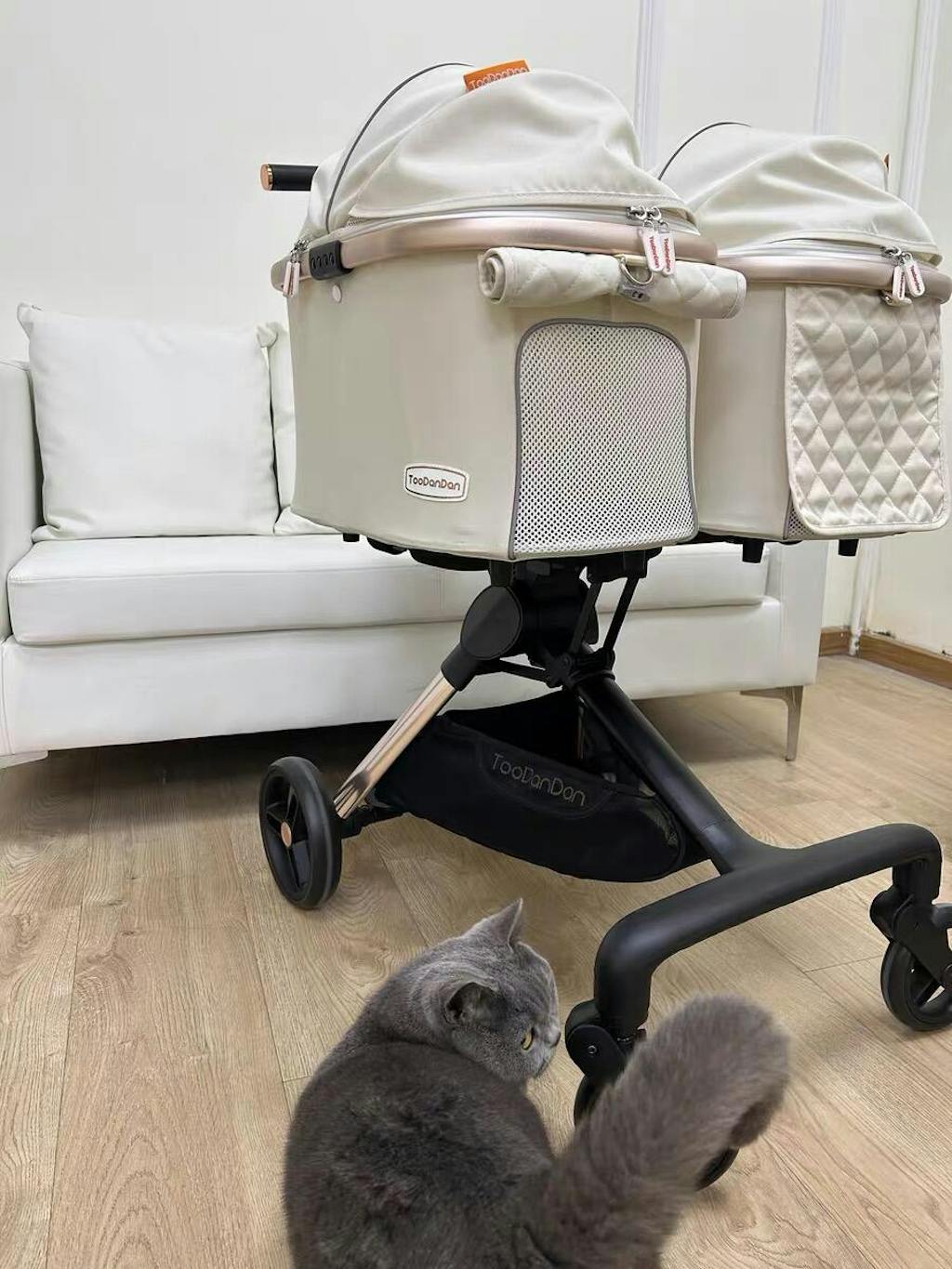 Twin Two-Seater Pet Stroller Cat Wheel Pram – MEWCATS