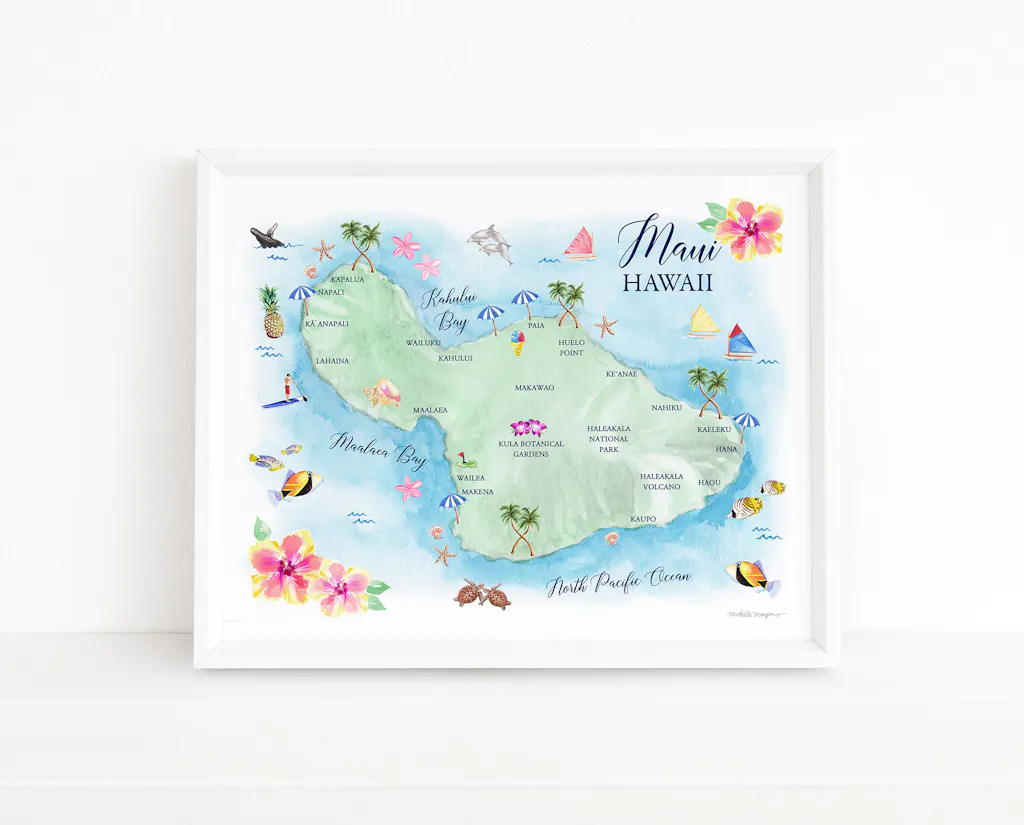 Maui Hawaii Map Art Print