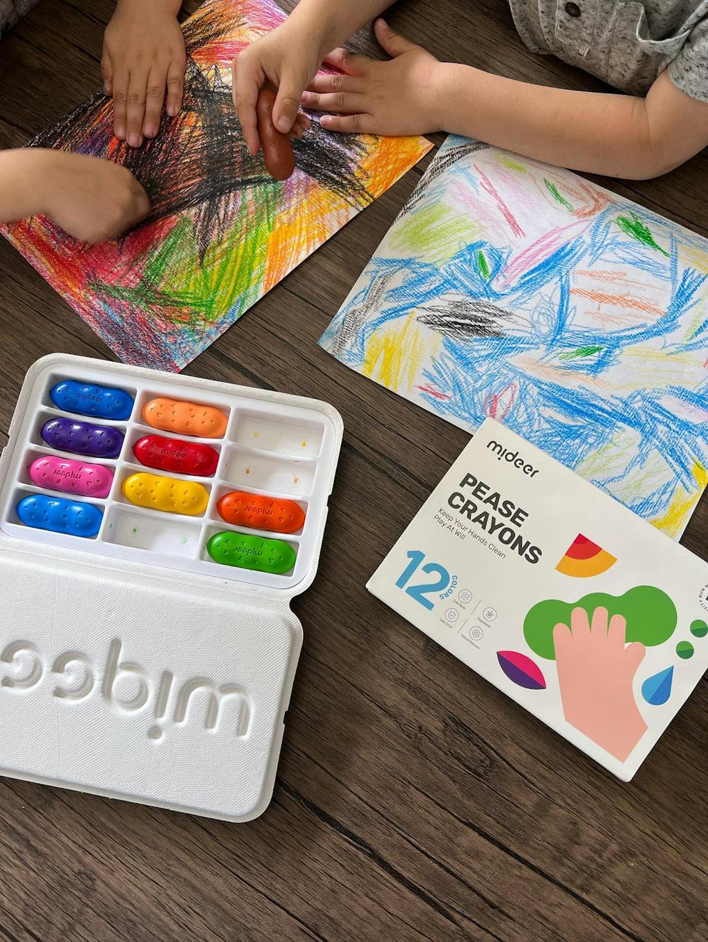 12-Color Beeswax Crayons | Eco-Friendly & Washable for Kids | mideer ...