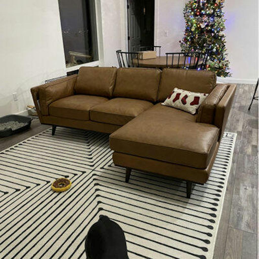 Ferre Leather Sectional Sofa - Left Facing Chaise | MidinMod