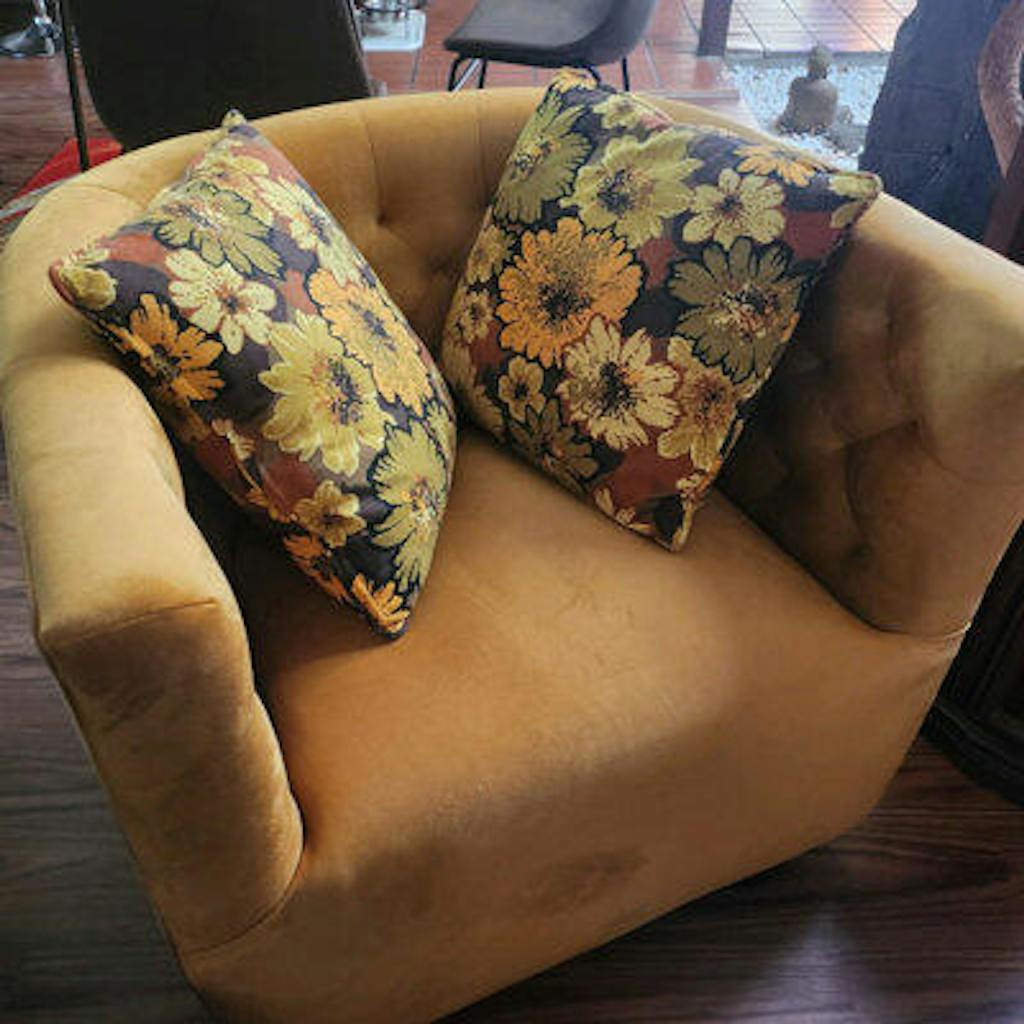 Lotte Gold Velvet Swivel Chair | MidinMod | Houston TX