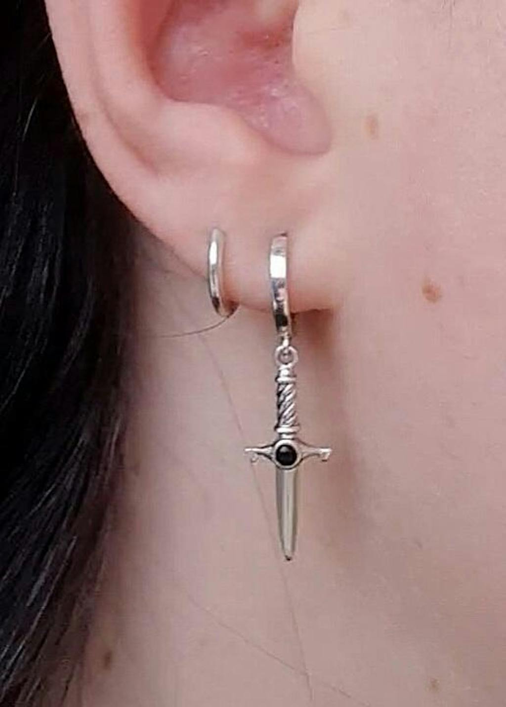 Cosmic Dagger Onyx Huggies – Midsummer Star