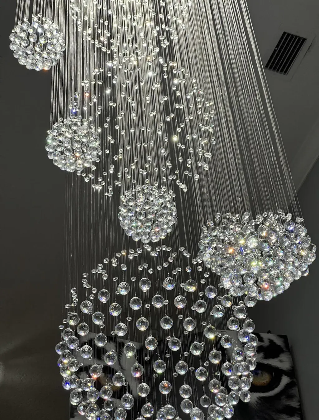 Large Modern Round Raindrop Ball Crystal Chandelier Artistic Ceiling L ...