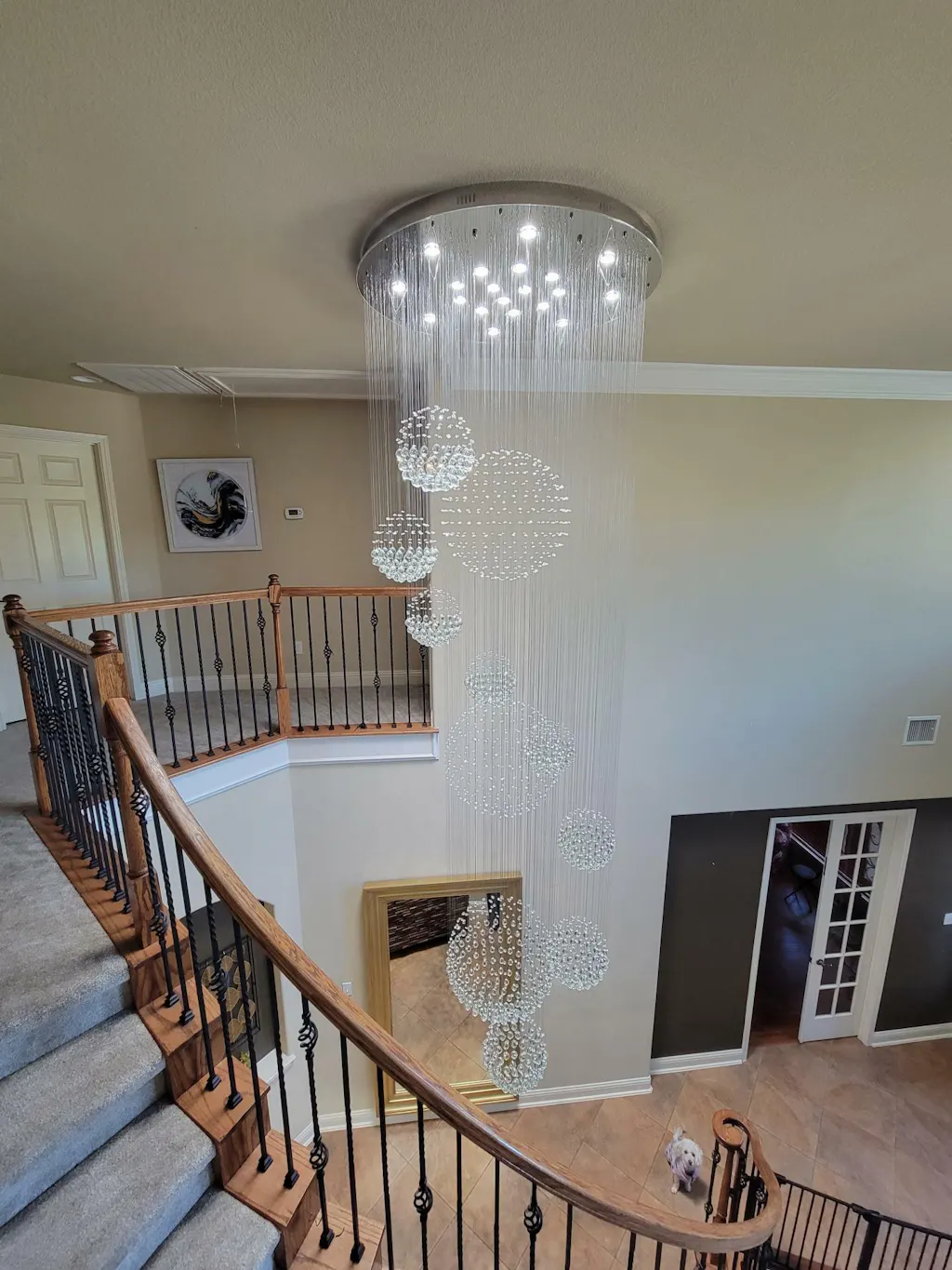 Large Modern Round Raindrop Ball Crystal Chandelier Artistic Ceiling L ...