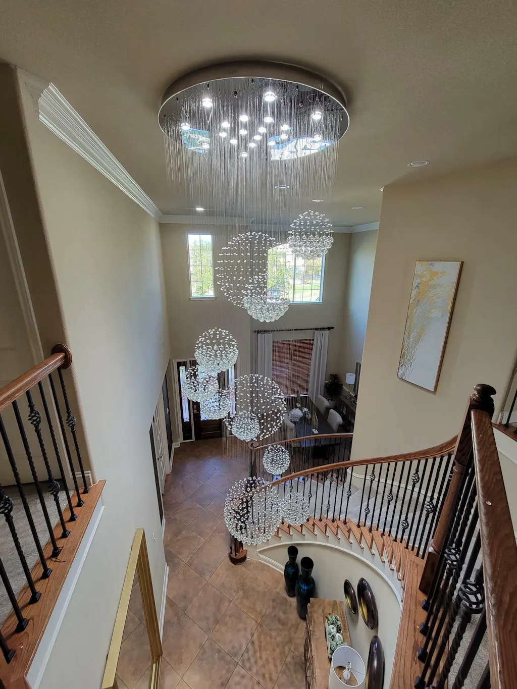 Large Modern Round Raindrop Ball Crystal Chandelier Artistic Ceiling L ...