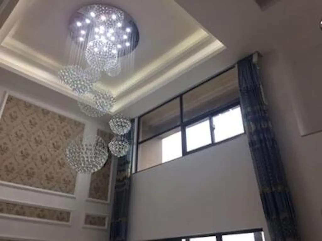 Large Modern Round Raindrop Ball Crystal Chandelier Artistic Ceiling L ...