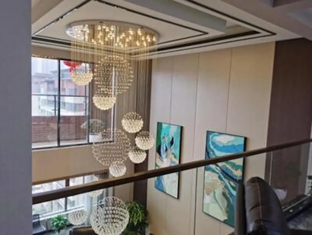 Large Modern Round Raindrop Ball Crystal Chandelier Artistic Ceiling L ...