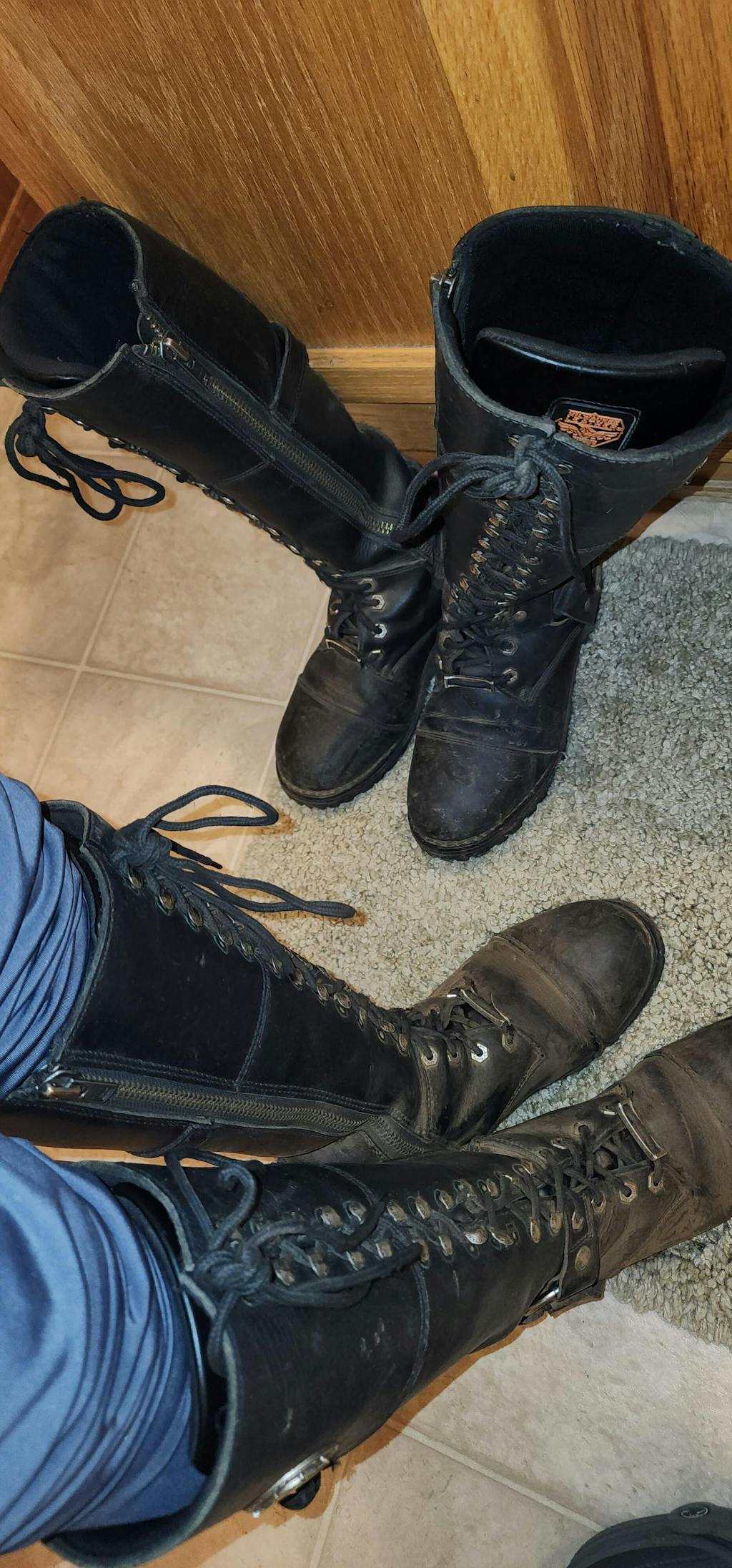 Milwaukee Leather MBL9380 Women's Black 'Jane' 15-inch Leather Combat ...