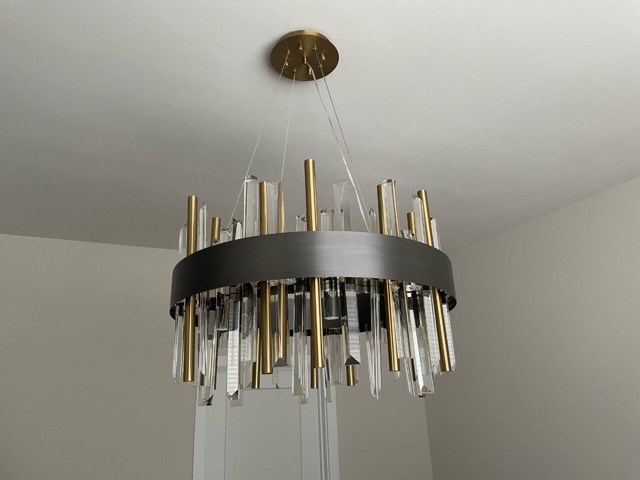 Royal Hanging Gold/Titanium/Copper Round Crystal Chandelier for Dining ...