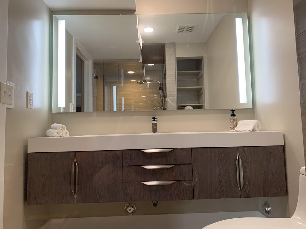 Front-Lighted Vertical LED Bar Bathroom Mirror: 36"x40" - Rectangular ...