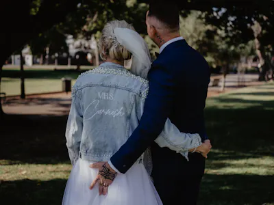 Pearl Wifey Denim Jacket | Miss Poppy Design