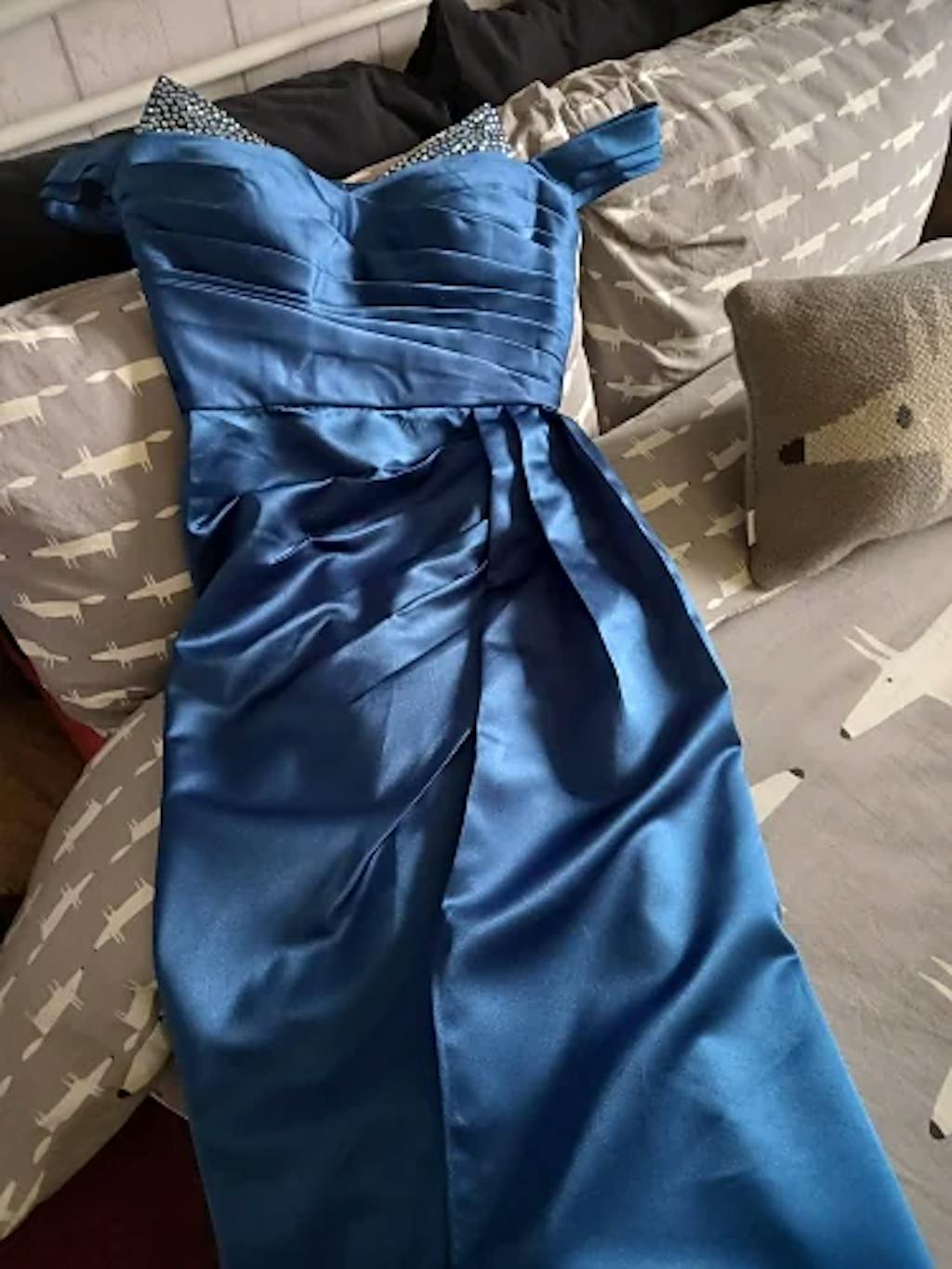 Sexy Blue Long Off-the-shoulder High Split Evening Dresses – misshow.com