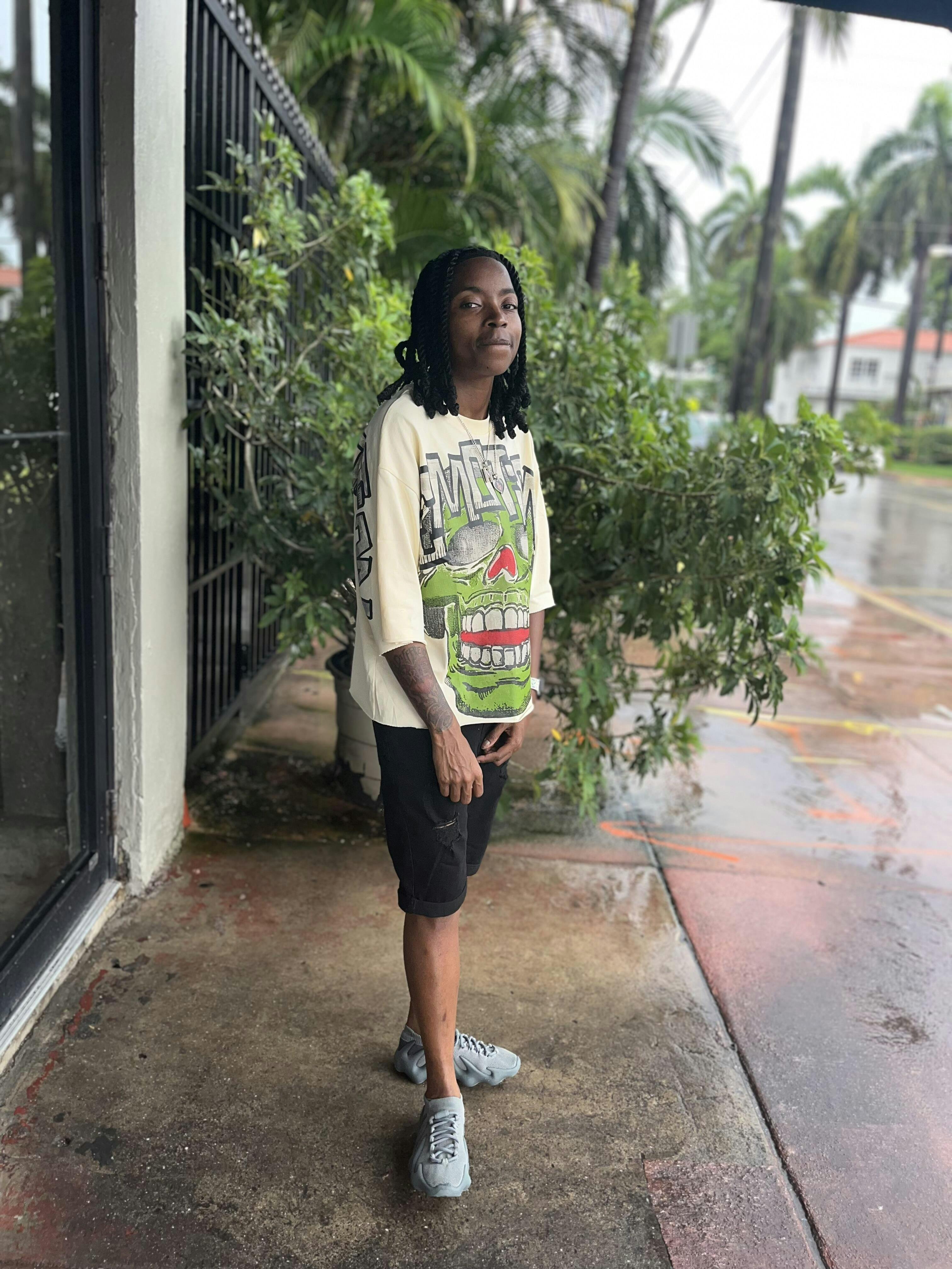 Cream “Monster” Cropped Tee – Mixed Emotion