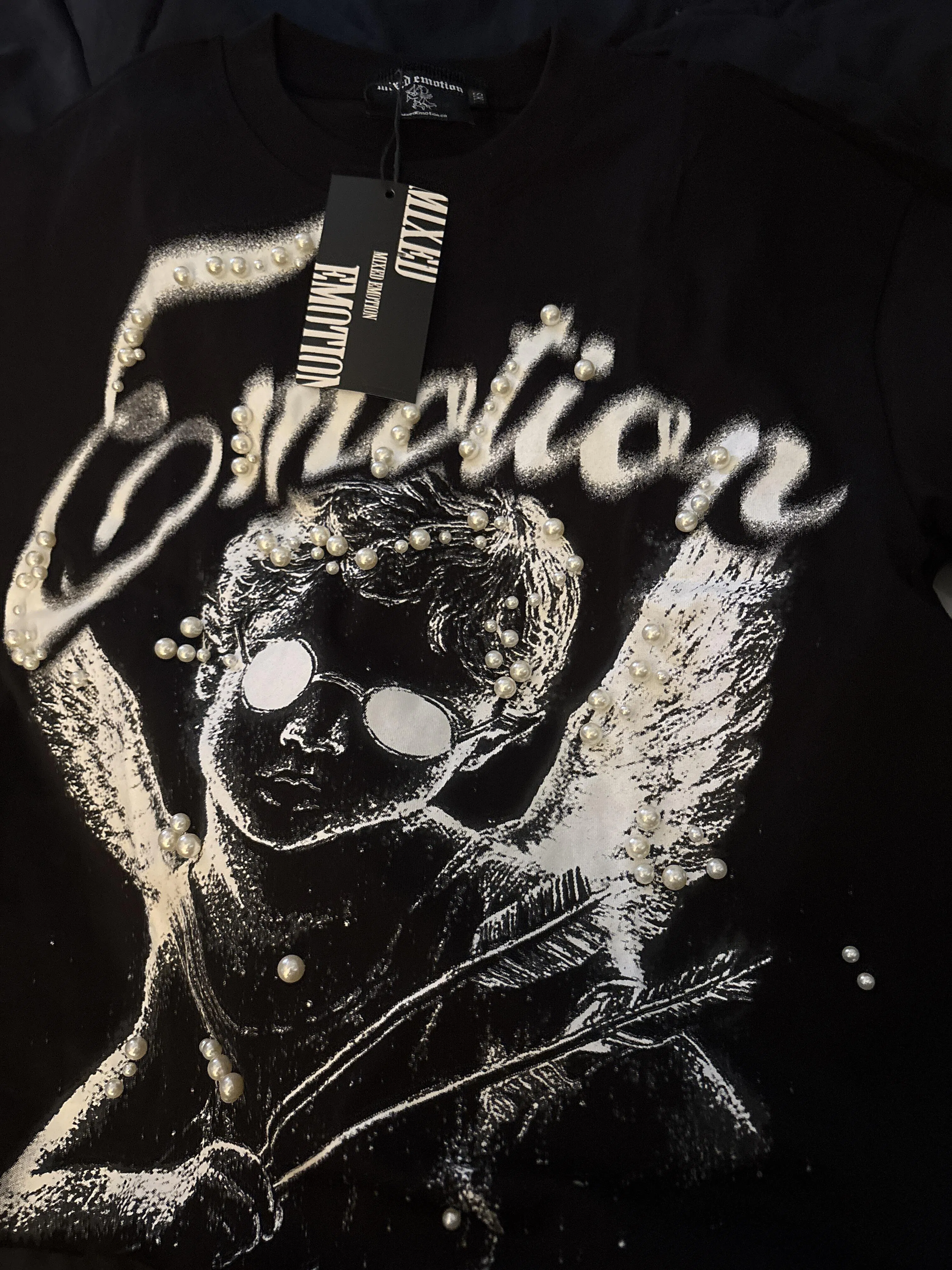 Black “Rhinestone” Cropped Tee – Mixed Emotion
