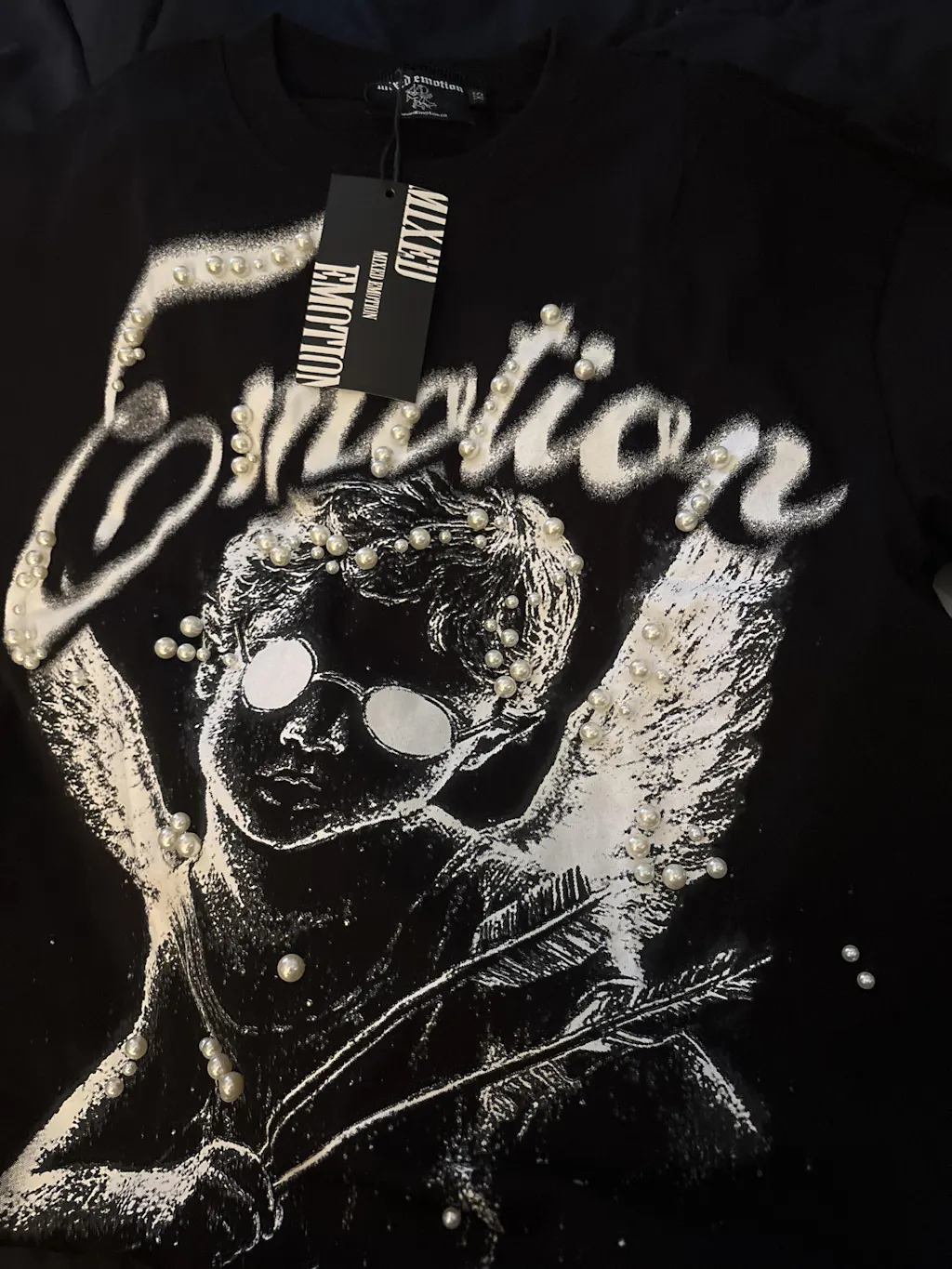 Black “Rhinestone” Cropped Tee – Mixed Emotion