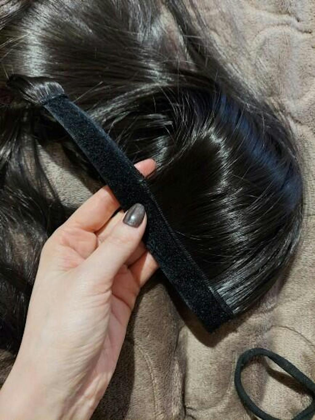 Straight Brazilian Human Hair Velcro Ponytail Wrap Around Clip In Hair ...
