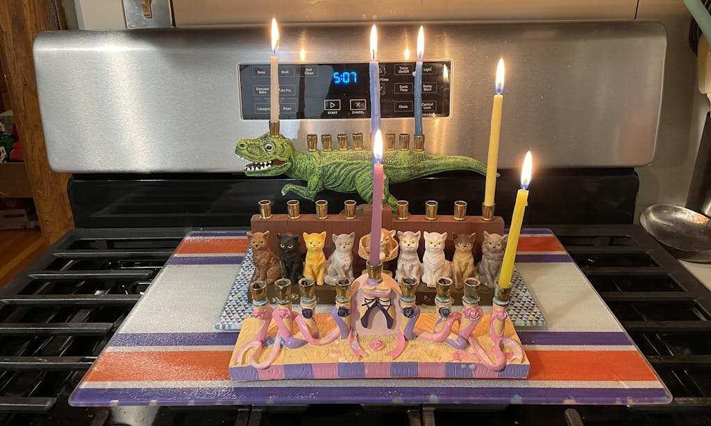 Green T-Rex Dinosaur Menorah