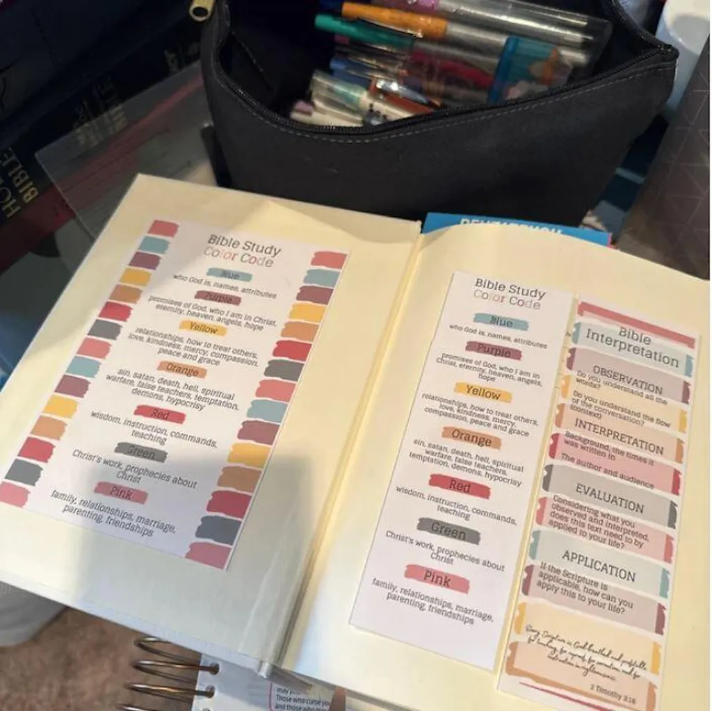Printable Bible Study Color Code & Bible Study Color Code Bookmark *Di ...