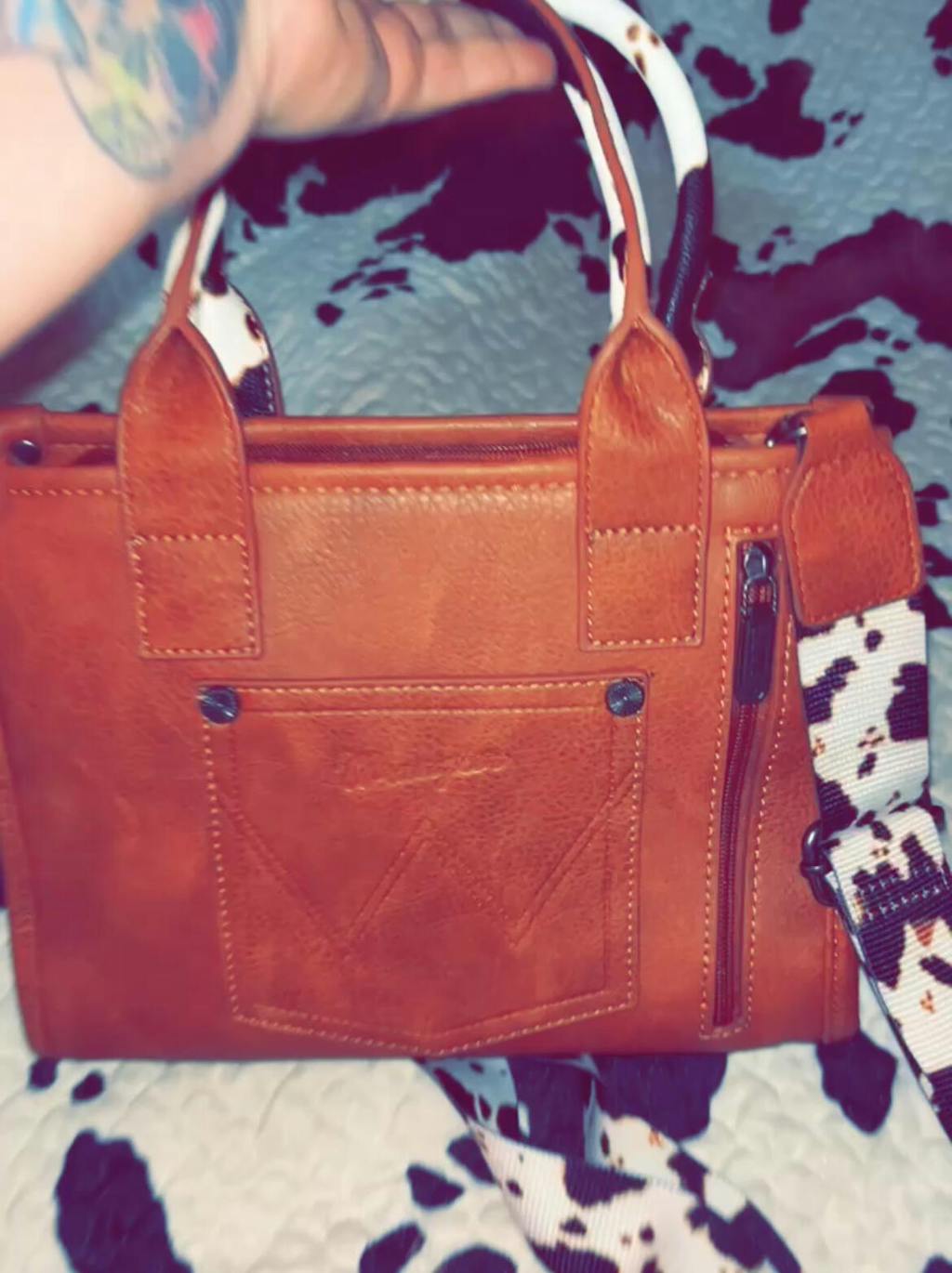 Wrangler Cow Print Crossbody Bag | Western Tote Bag - Montana West ...