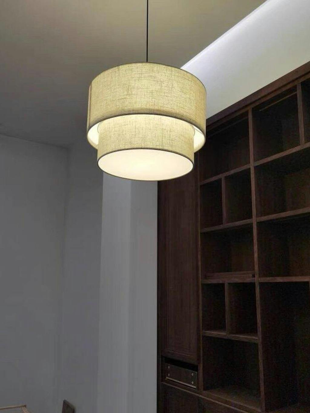 Dumora Double Fabric Drum Pendant Light - Modern Layered Shade Ceiling – Monulo