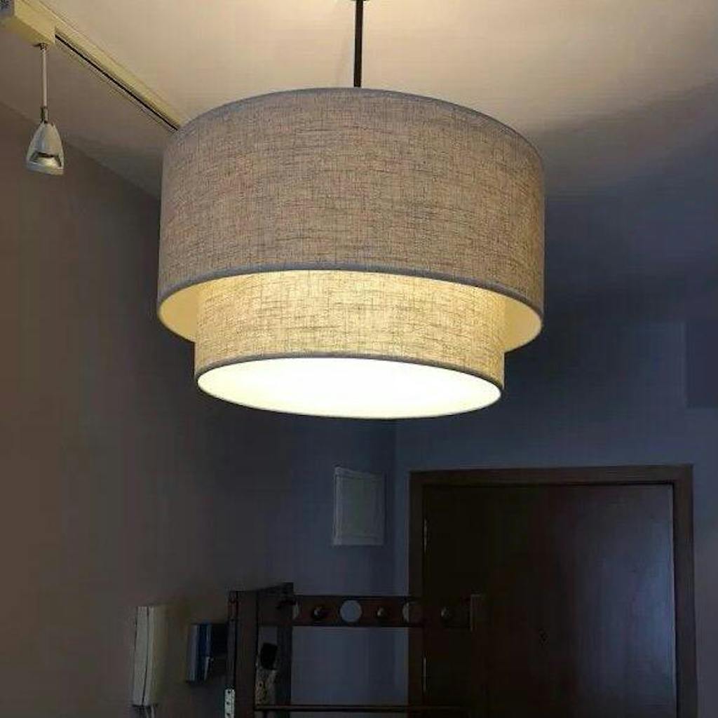 Dumora Double Fabric Drum Pendant Light - Modern Layered Shade Ceiling – Monulo