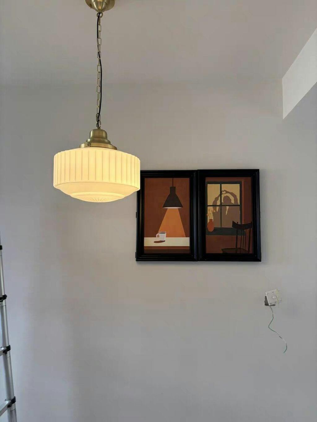 Opal Glass Pendant Light – Vintage Milk Glass Pendant Light with Art D – Monulo