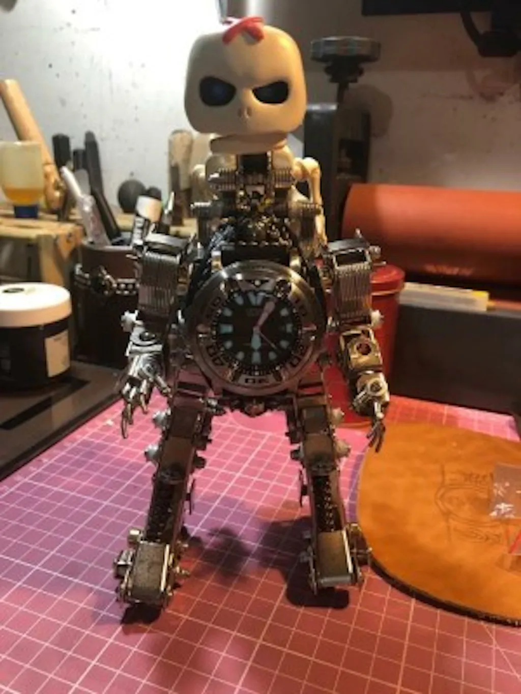 DIY Metal Assembly Robot Mecha Model 3D Puzzle Kits with Watch