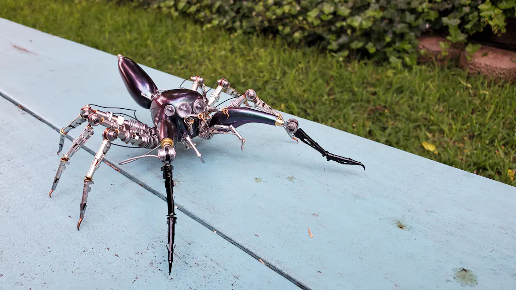 Steampunk Mechanical Metal Purple Spider 3D Sculpture Assembled Model