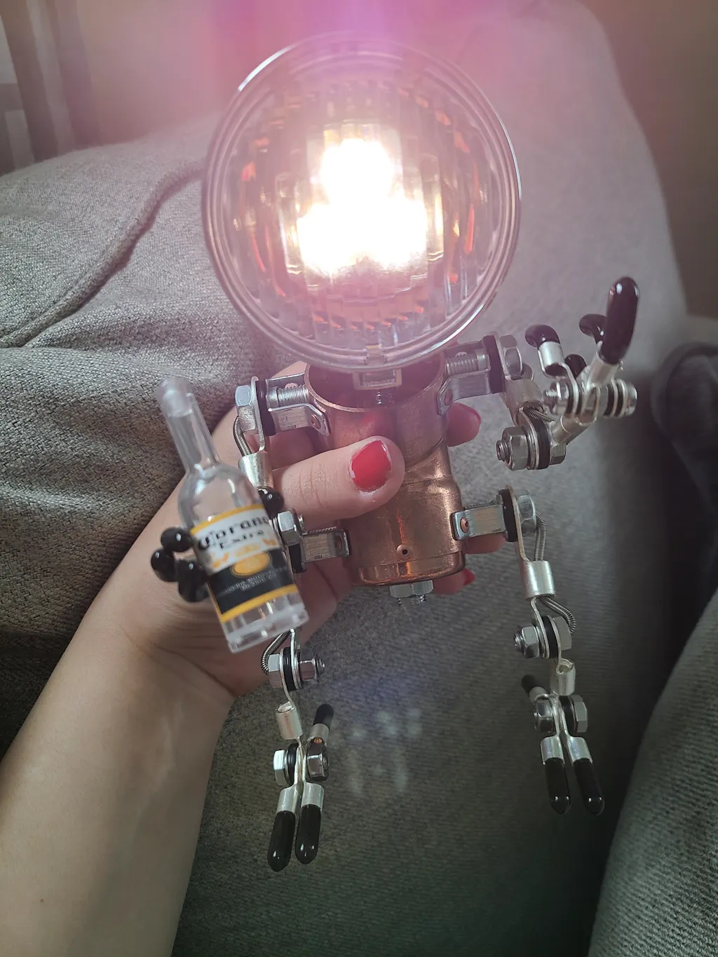Industrial Style Table Lamp Man Figure 3D Steampunk Handmade Metal Mod