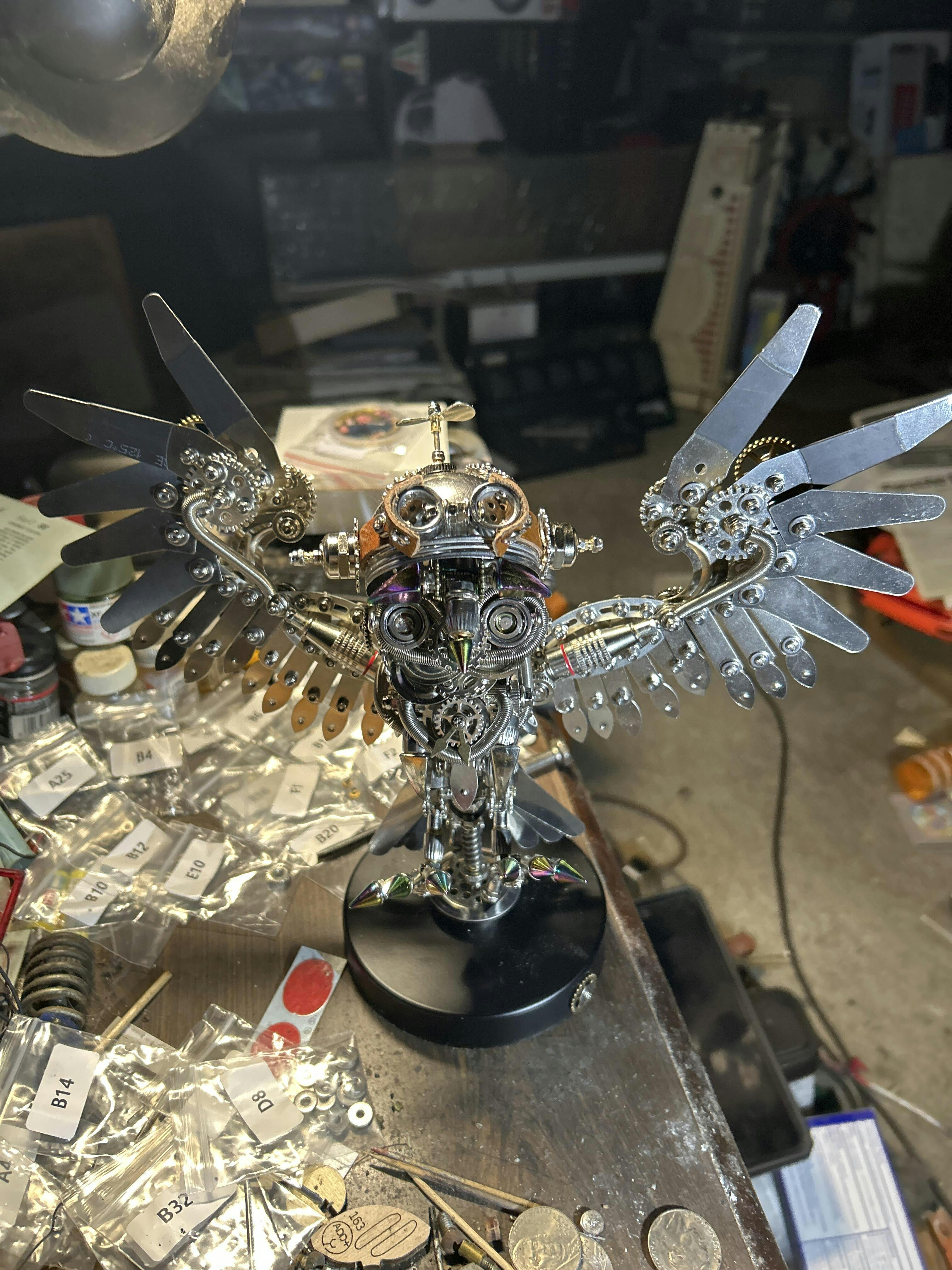 Steampunk Owl with Goggles DIY 3D Metal Animal Model Kits 700+PCS Diff