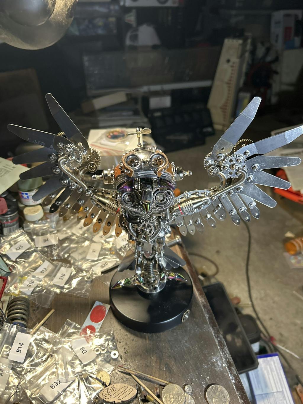 Steampunk Owl with Goggles DIY 3D Metal Animal Model Kits 700+PCS Diff