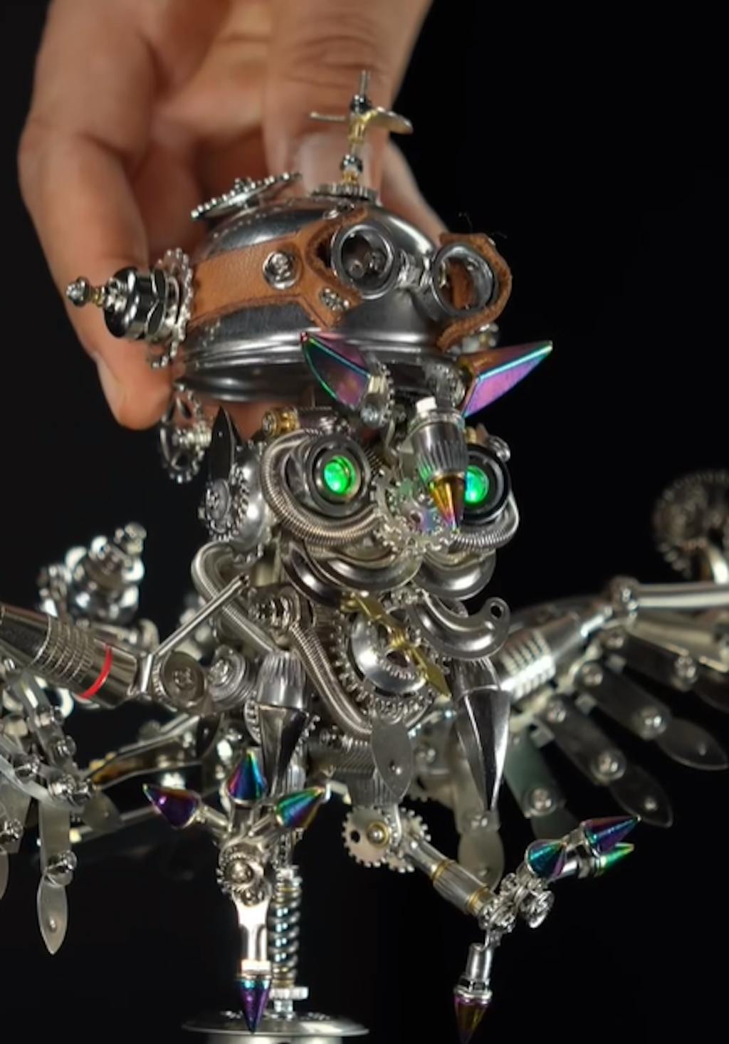 Steampunk Owl with Goggles DIY 3D Metal Animal Model Kits 700+PCS Diff