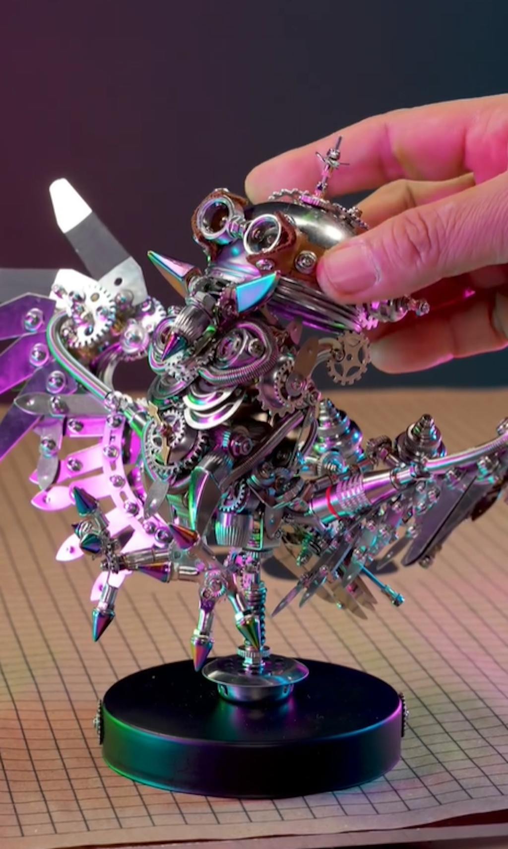 Steampunk Owl with Goggles DIY 3D Metal Animal Model Kits 700+PCS Diff