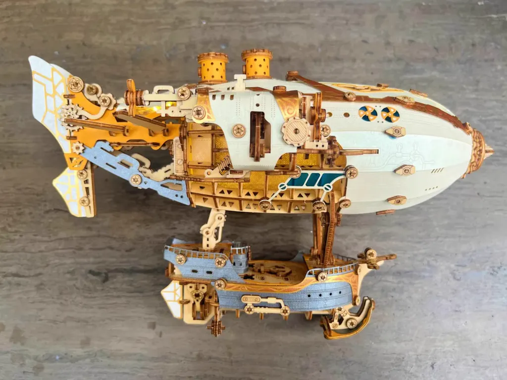 Steampunk Airship Blimps 3D Wooden Puzzle Model Building Kit with LED
