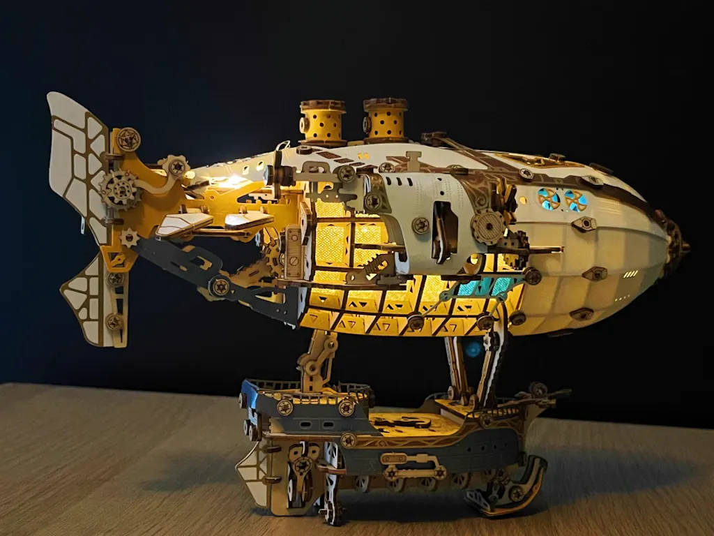 Steampunk Airship Blimps 3D Wooden Puzzle Model Building Kit with LED