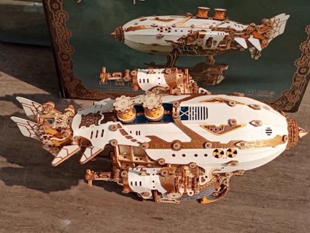 Steampunk Airship Blimps 3D Wooden Puzzle Model Building Kit with LED