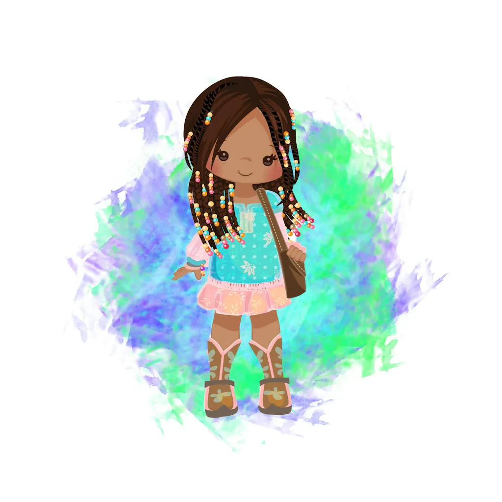 Braided hair little black girl clipart – MUJKA CLIPARTS