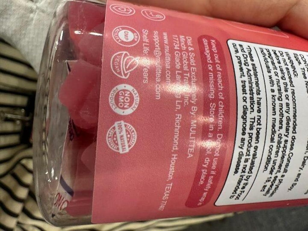 Mulittea Calcium Magnesium Zinc Gummies Peach Flavor with D3 for Bone ...