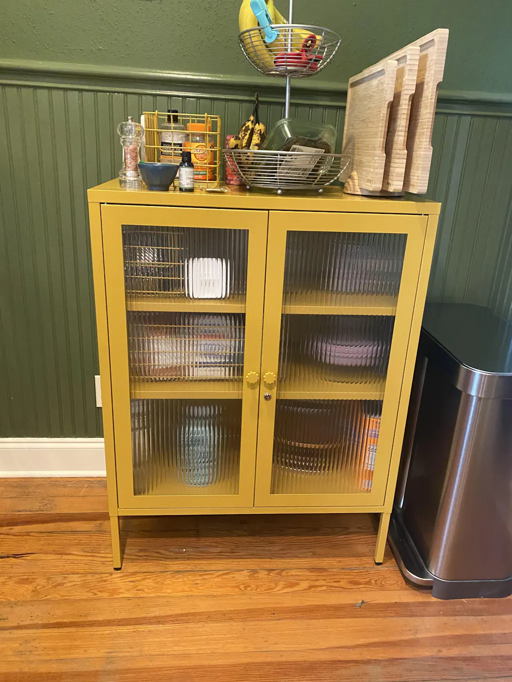 The Mixer in Mustard • Yellow Display Cabinet Locker with Fluted Glass ...