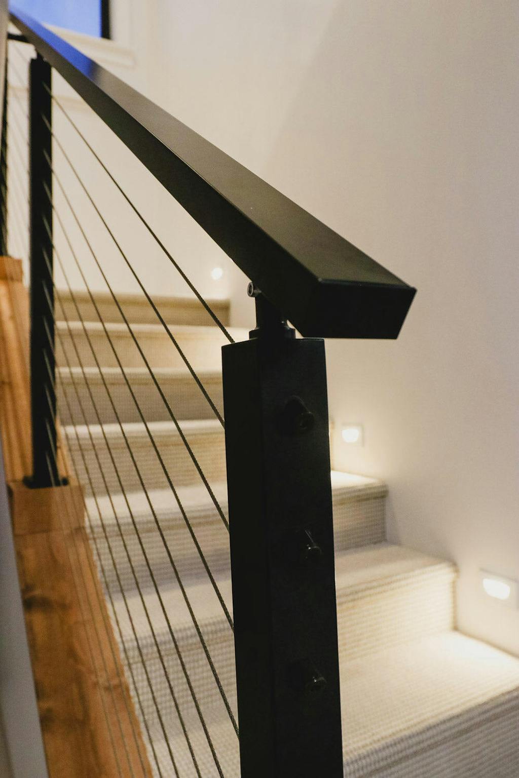 Black Surface Mount Cable Railing System No-Handrail for Stairsm | Muzata
