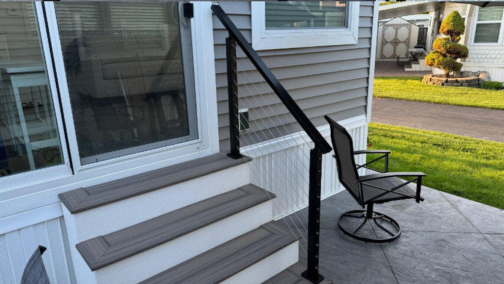 Black Surface Mount Cable Railing System No-Handrail for Stairsm | Muzata