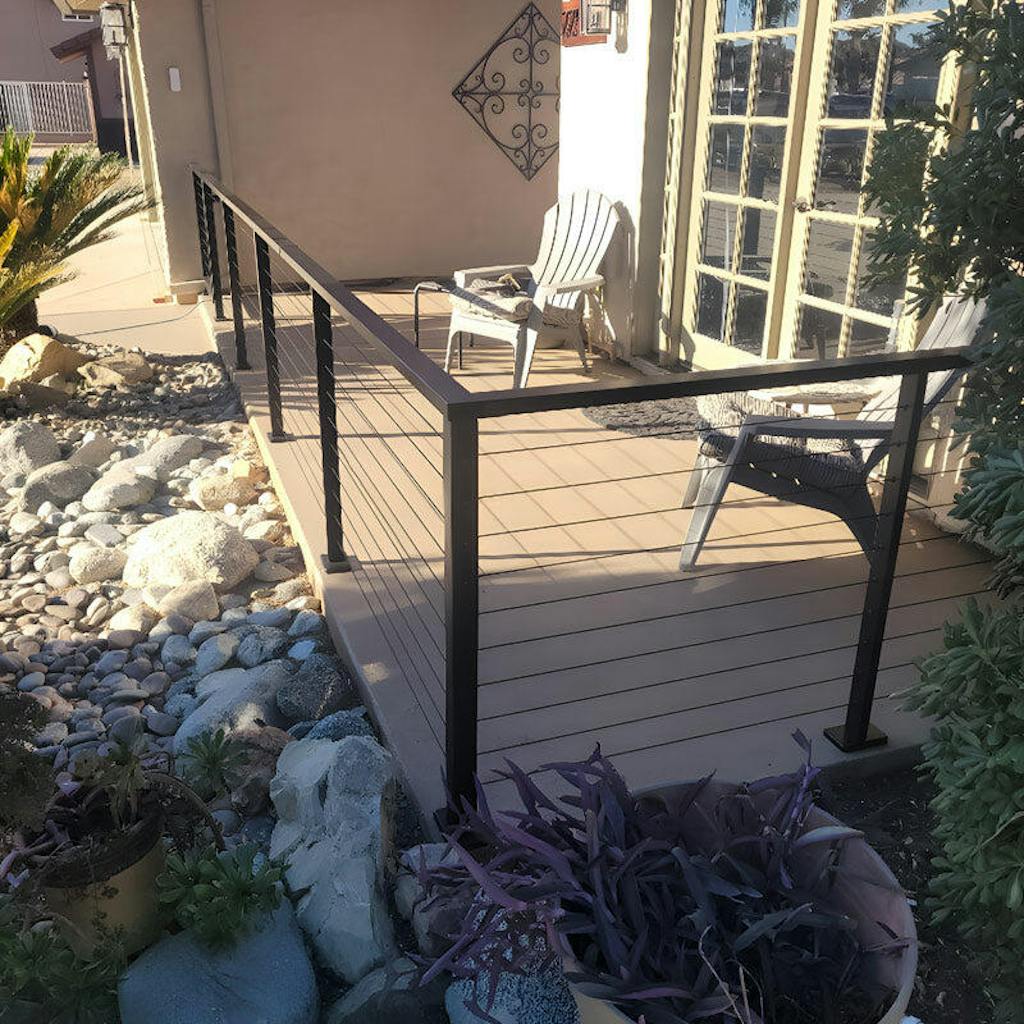 Muzata 36" Black Surface Mount Cable Railing System (No Handrail)