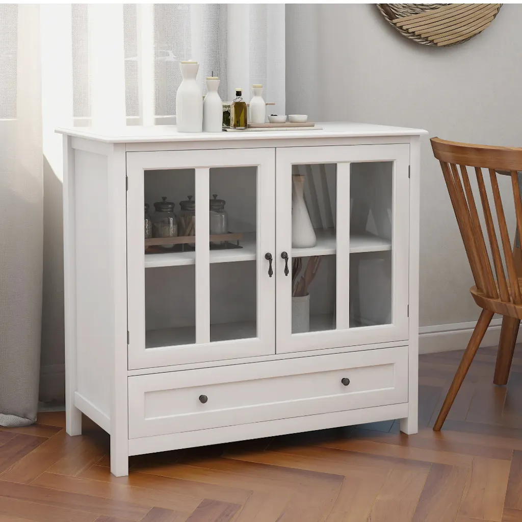 Glass Sliding Door Cabinet Sideboard Buffet - Online Furniture Store ...