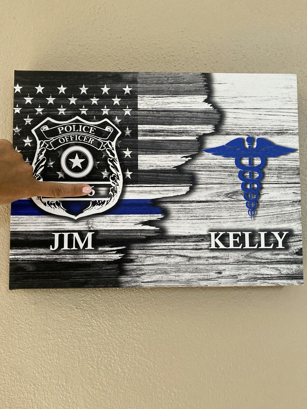 Police And Nurse Symbol Thin Blue Line Personalized Canvas Print - My ...